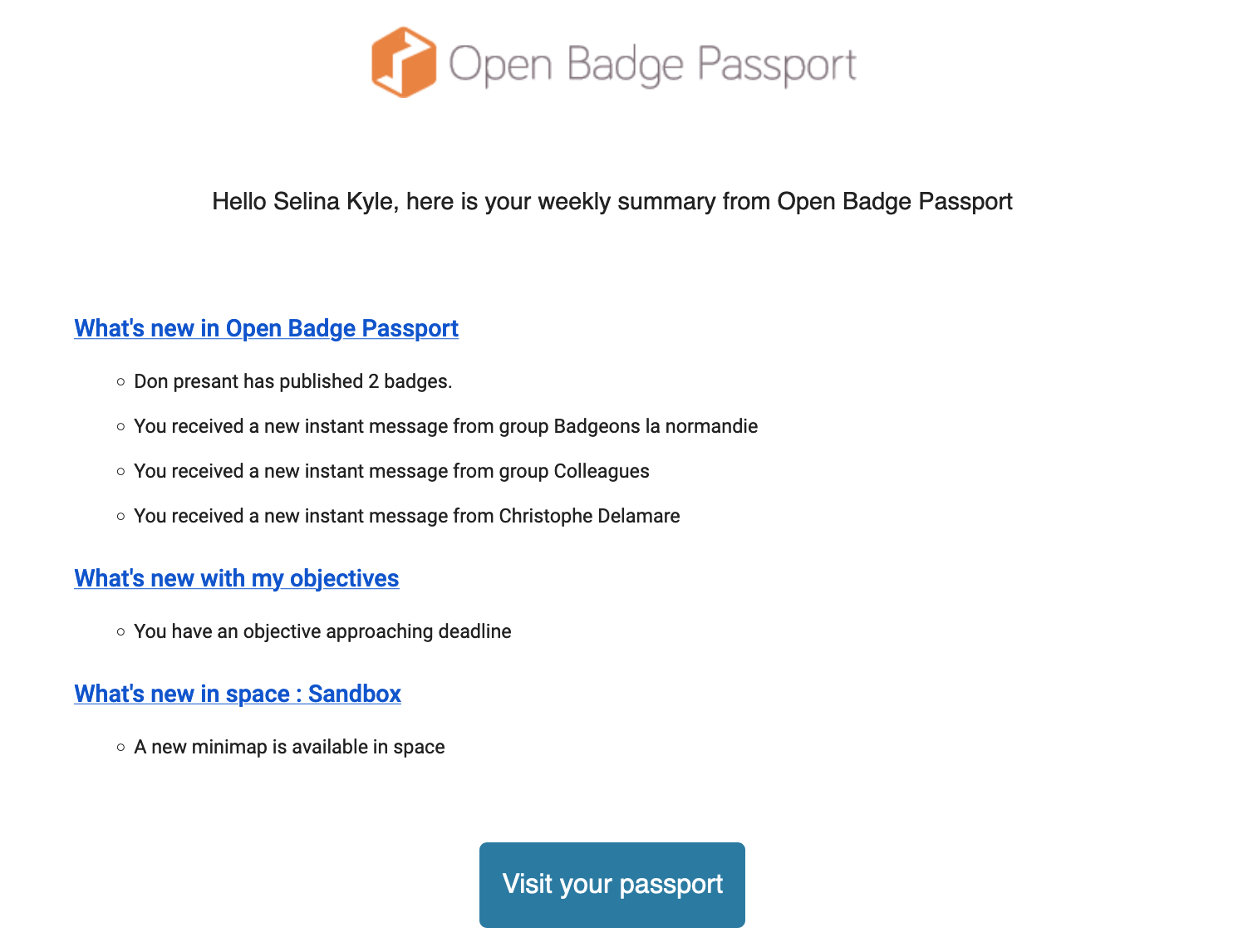 New! Receive your Weekly Summary! - Open Badge Factory